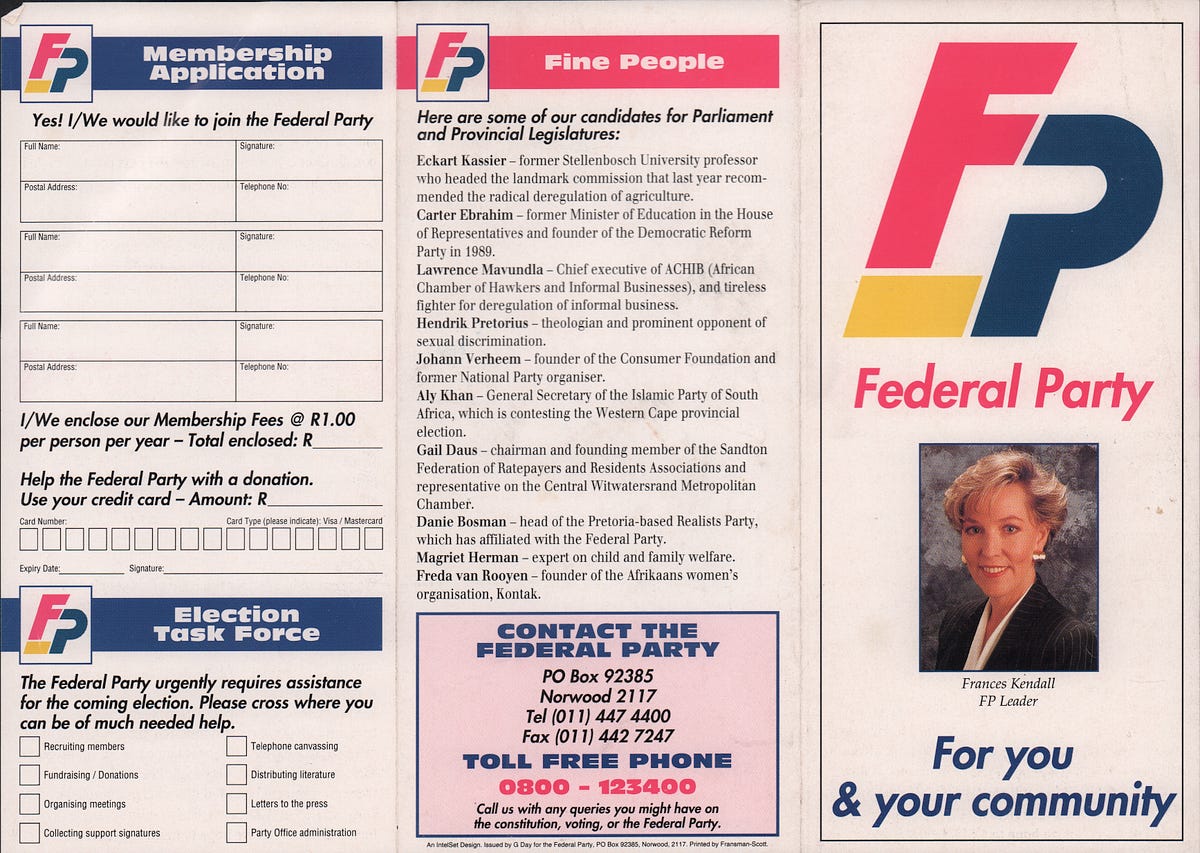 Modern Libertarian History: The Federal Party, South Africa | by James ...