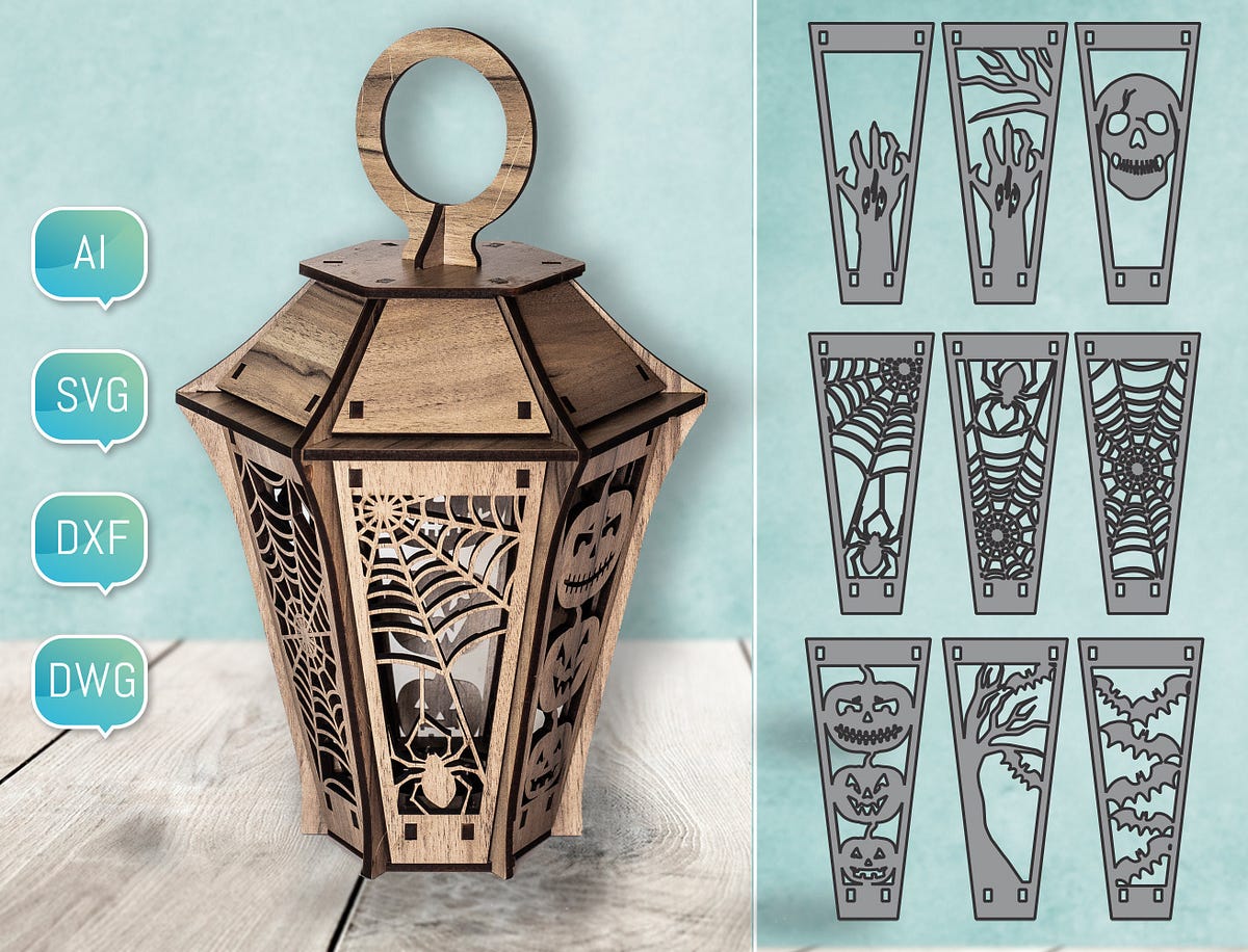 Halloween Lantern Laser Cut File 3D Glowforge Cricut SVG DXF for Plasma ...