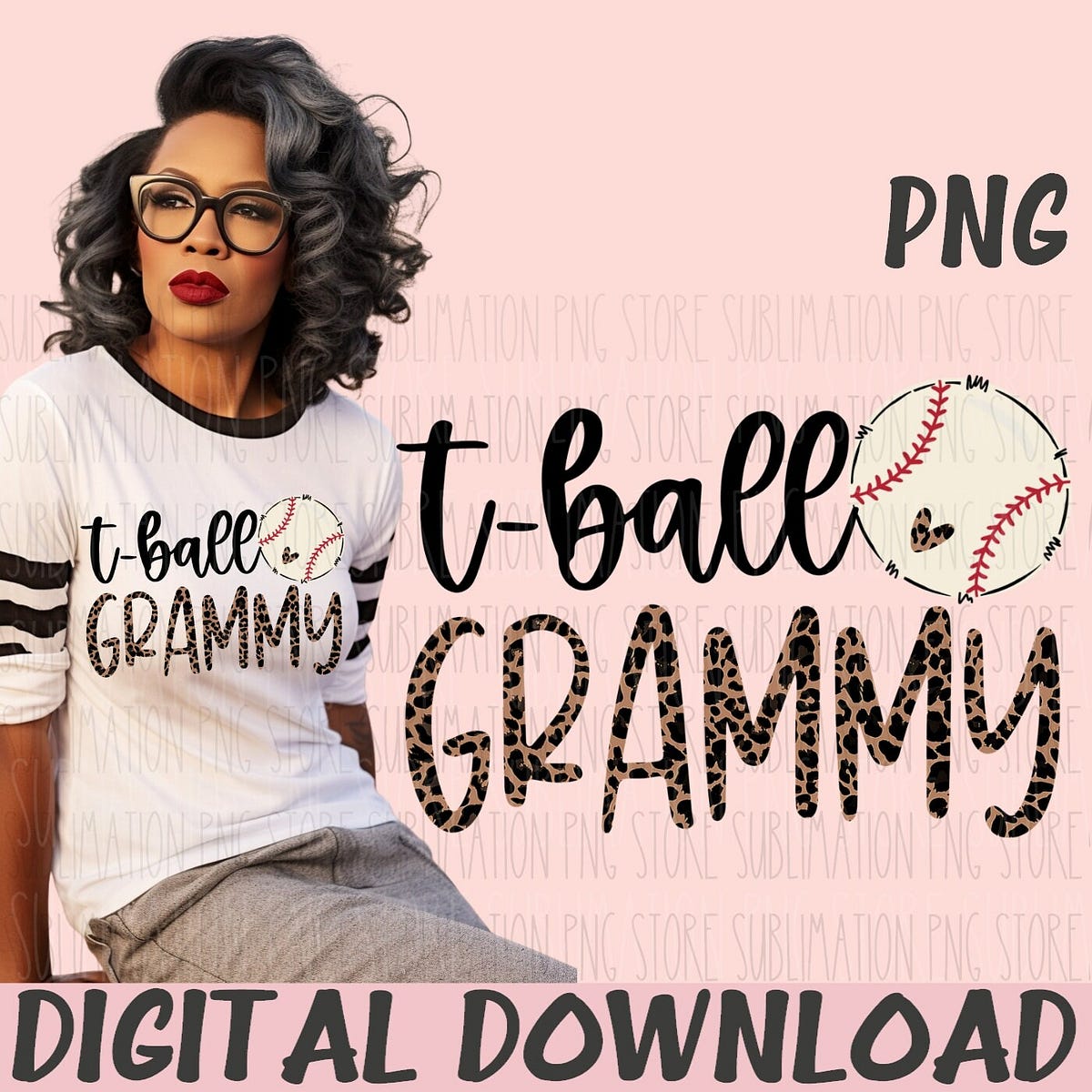 T-Ball Grammy Png Sublimation Design Leopard Grammy Digital Download ...