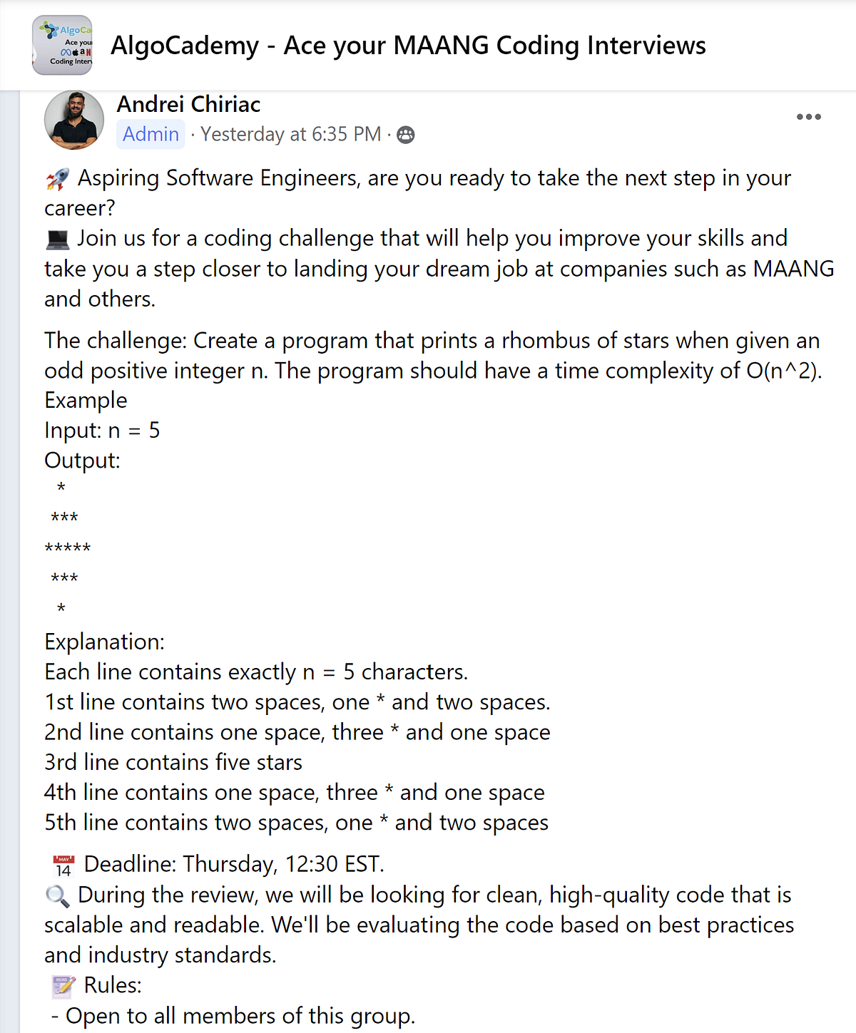 Solution to Coding Challenge by Andrei Chiriac of AlgoCademy- Ace your MAANG Coding Interviews ...
