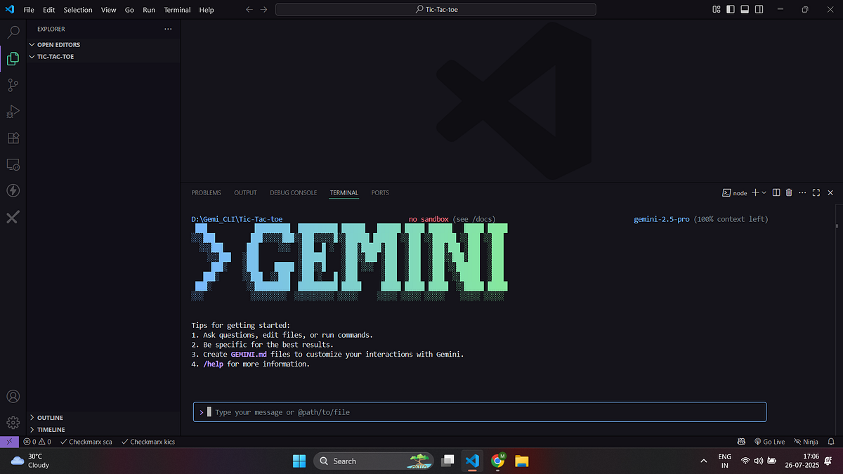 Build a Tic-Tac-Toe App in React.js Using Gemini CLI (One Prompt Magic!) | by Mohit Salvi | Jul ...