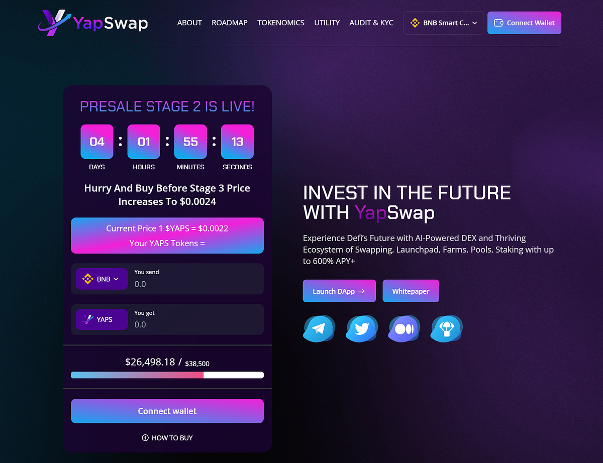 69% of Presale Stage 2 is Filled 🔥 - YapSwap - Medium