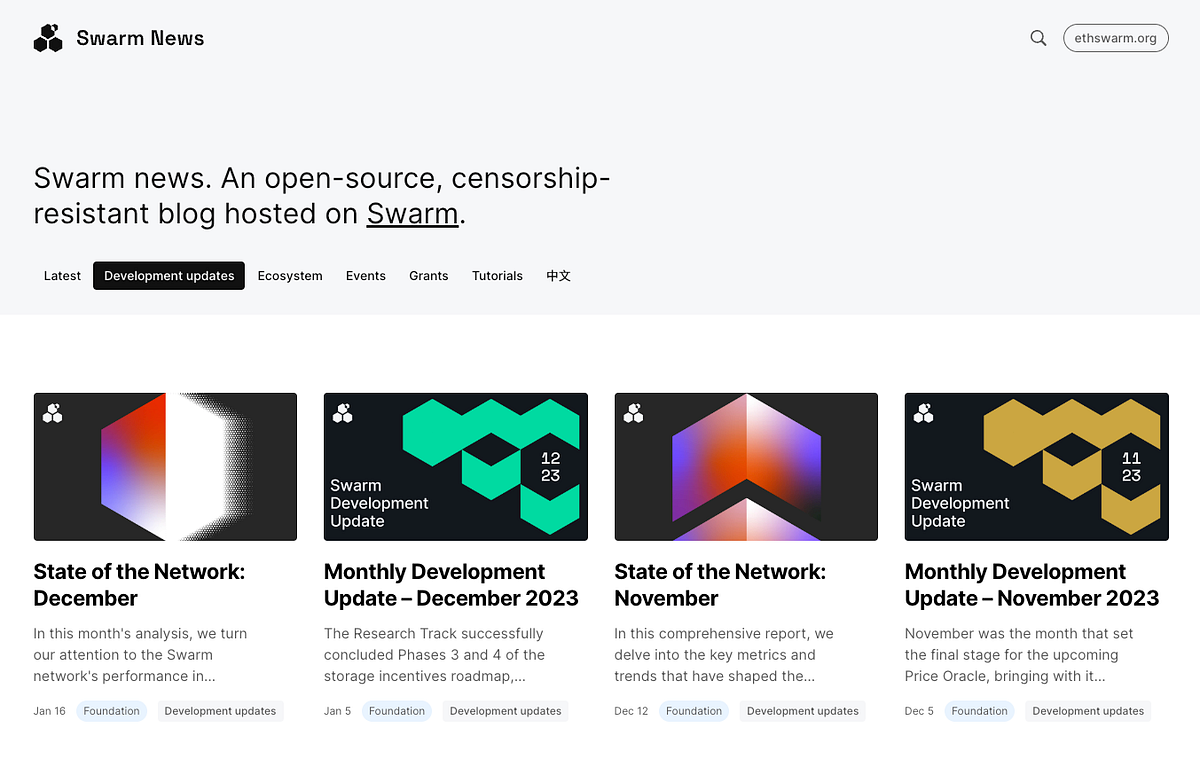 Goodbye Medium, Follow us on Swarm News - Ethereum Swarm - Medium