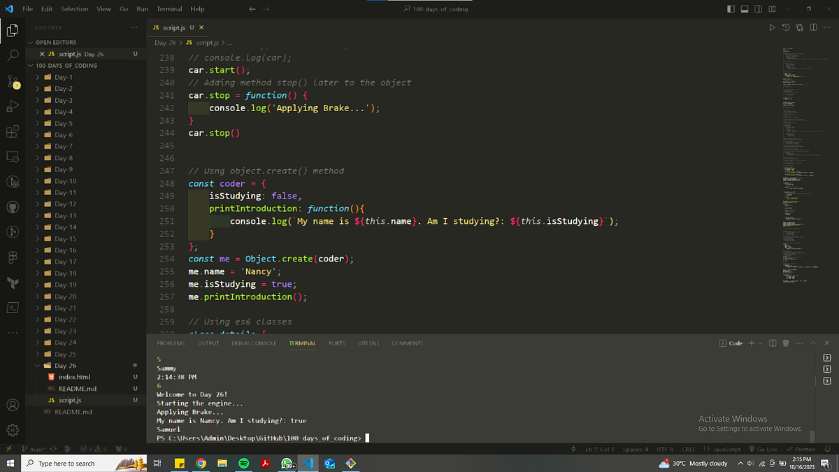 Day 26 Javascript Objects And Oop Concepts By Samuelonoh Medium 7123