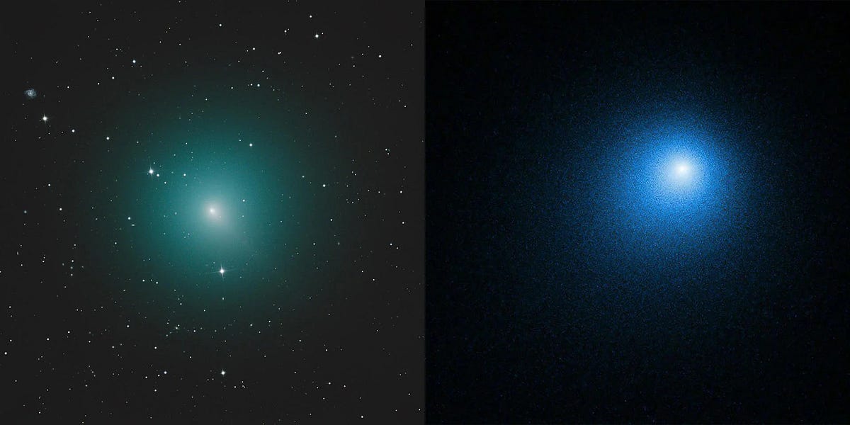Why is Comet 46P/Wirtanen blue in some photos and green in others? | by ...