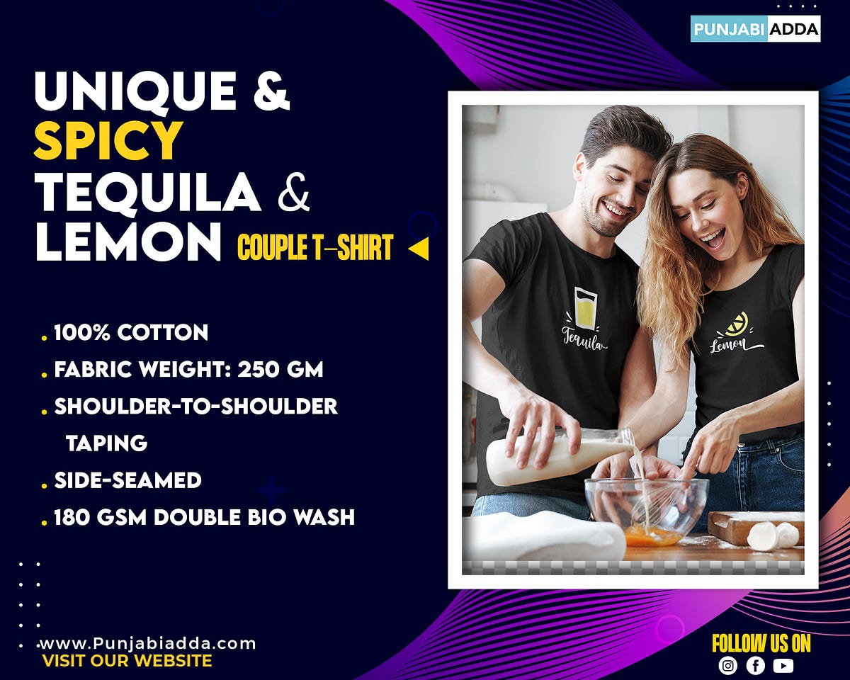 couple tBuy Tequila And Lemon Matching Couple T Shirt — Punjabi Adda - Punjabi Adda.com - Medium