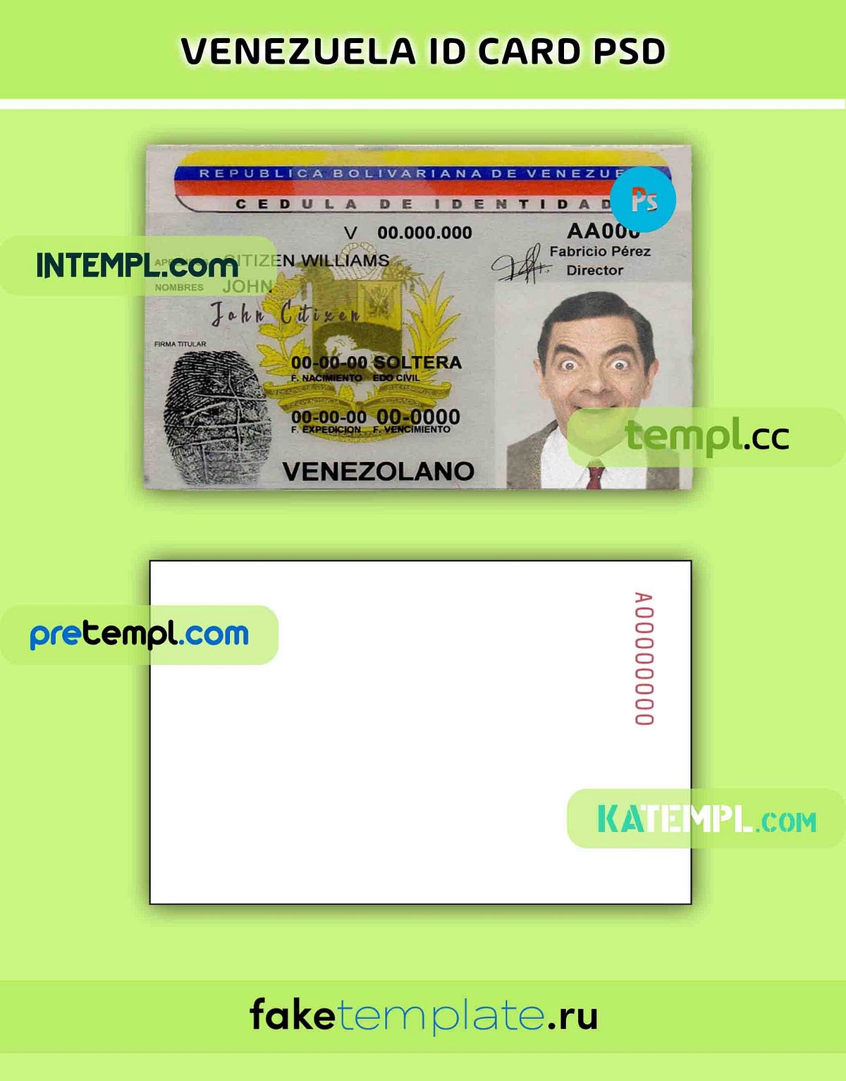 Venezuela identity card PSD download template - Intempl - Medium