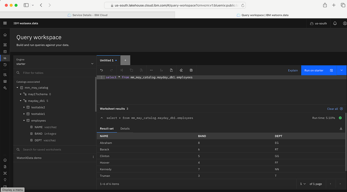 Presto REST API for running SQL statements in watsonx.data (SAAS ...