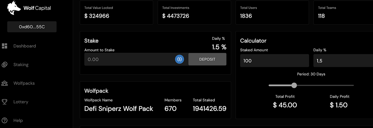Wolf Capital is earning 1,5% daily… | by Reiner Knapp | Medium