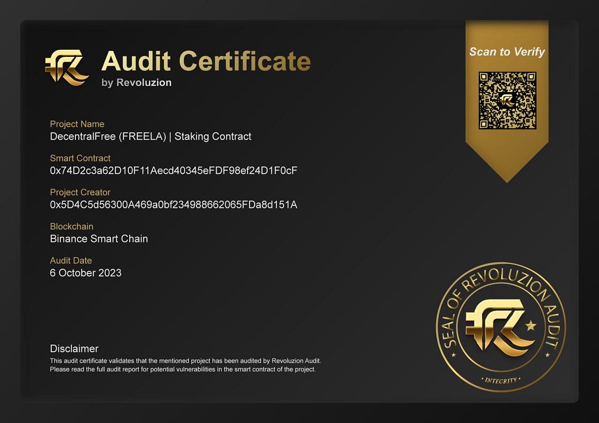 Hello! This is our Audit certificate for Stake! Remembering that ...