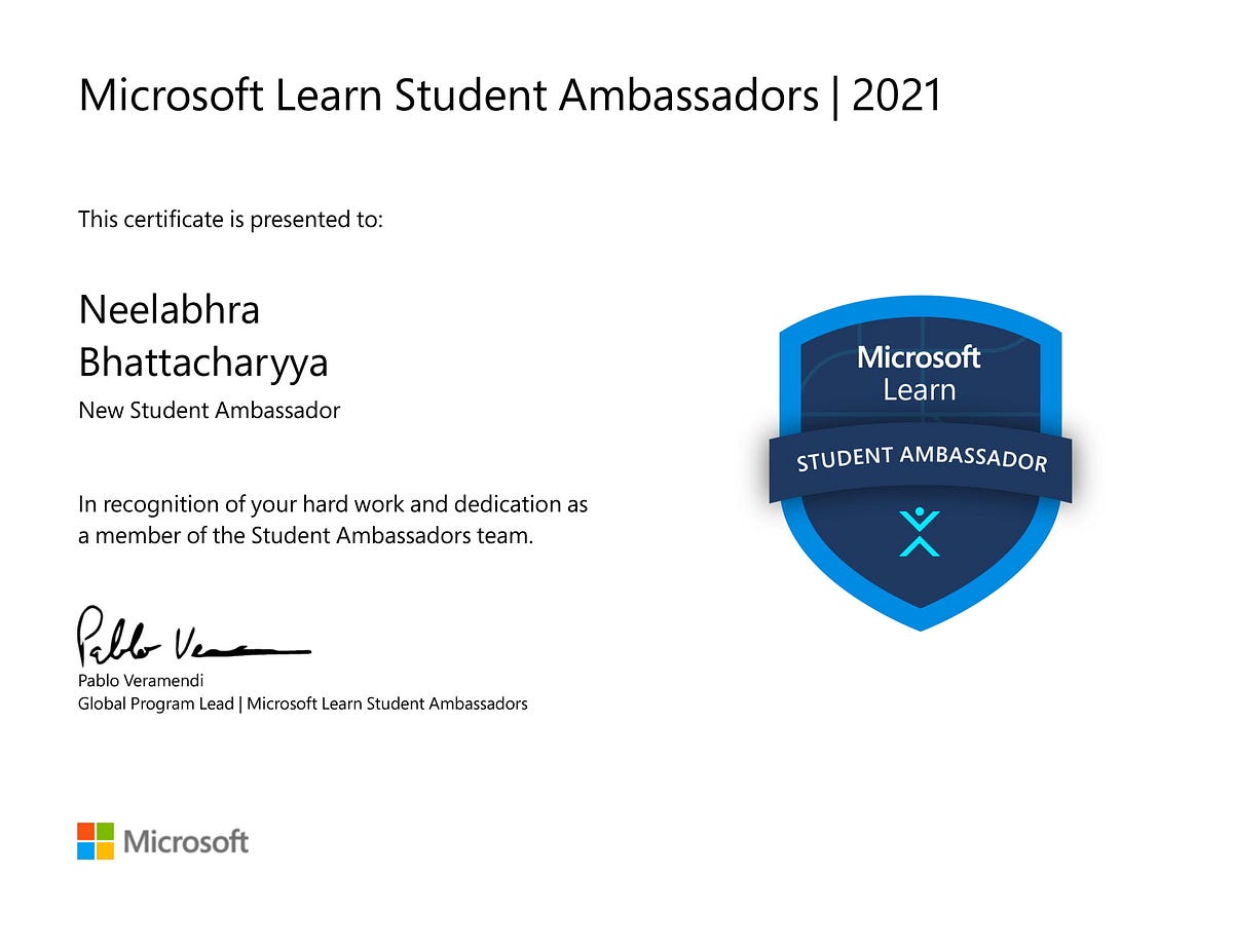 How I got into Microsoft Student Ambassadors Program in my first year ? | by Neelabhra ...