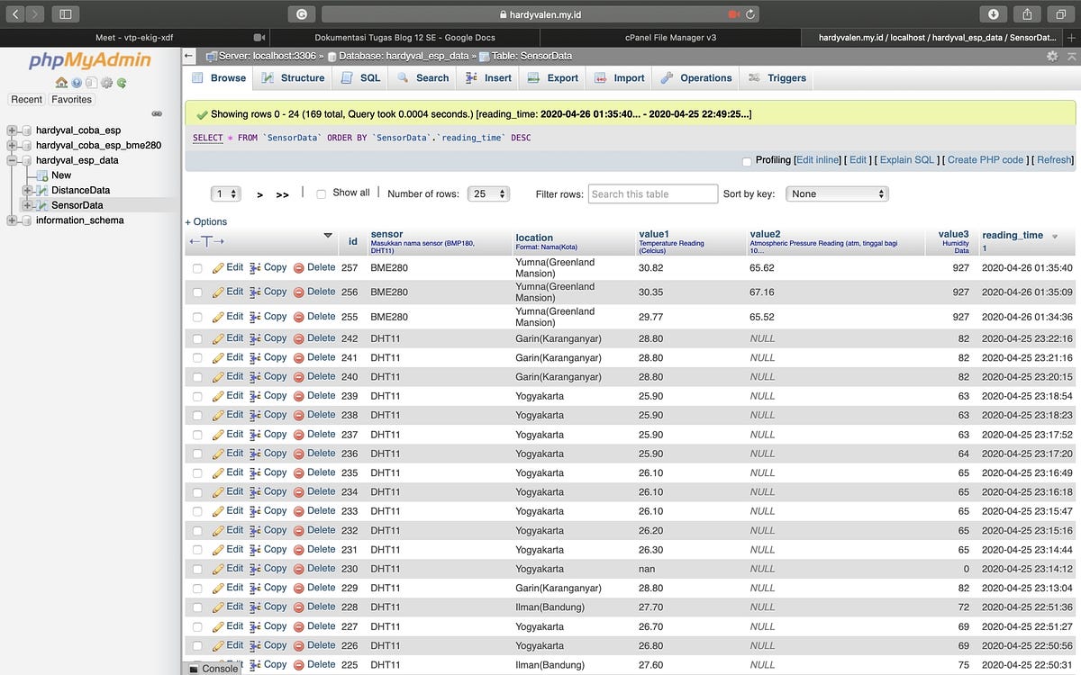 Esp32 — Insert Data Pembacaan Sensor Bme280 Ke Database Mysql By Shafa Amarsya Madyaratri Medium