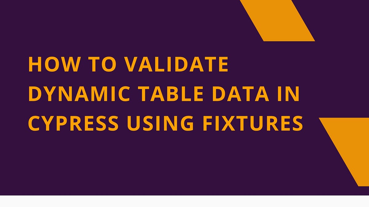 How to Validate Dynamic Table Data in Cypress Using Fixtures | by Anuraj S.L | Medium
