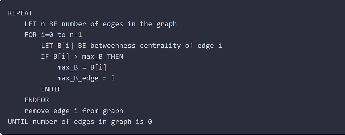 Girvan Newman Algorithm: Simpler Modularity Calculation | by Joshua | smucs | Medium