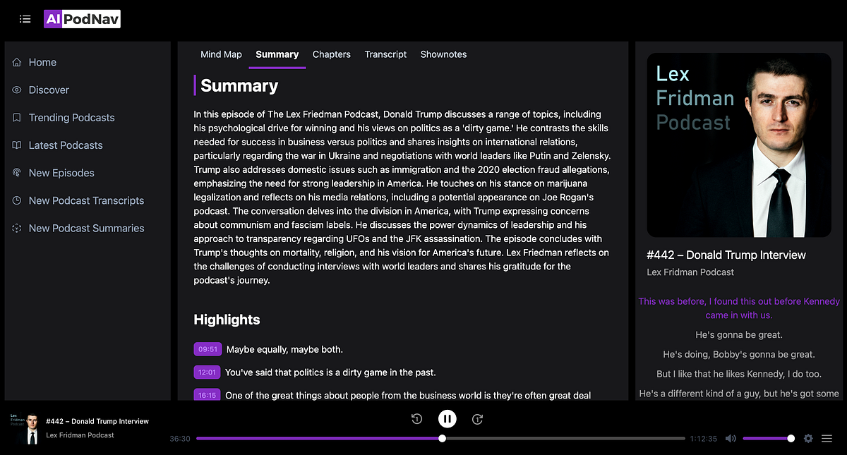 Find AIPodNav. AIPodNav is an AI Podcast Summarizer… | by AIPodNav | Sep, 2024 | Medium
