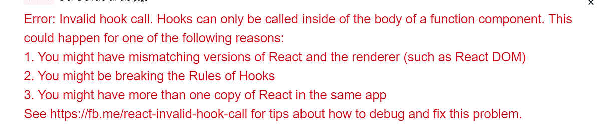 Error: Invalid hook call React. Solucion: | by Jaime Oswaldo Oj | Medium Error: Invalid hook call React. Solucion: | by Jaime Oswaldo Oj | Medium