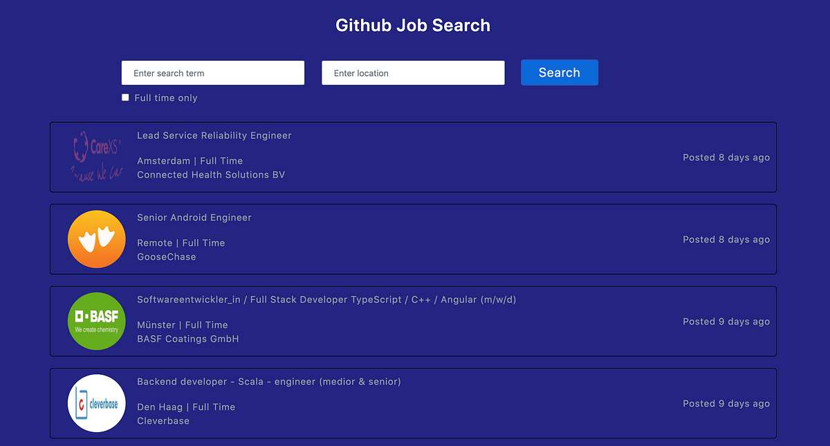 Build a beautiful Job Search App using React | by Yogesh Chavan | JavaScript in Plain English