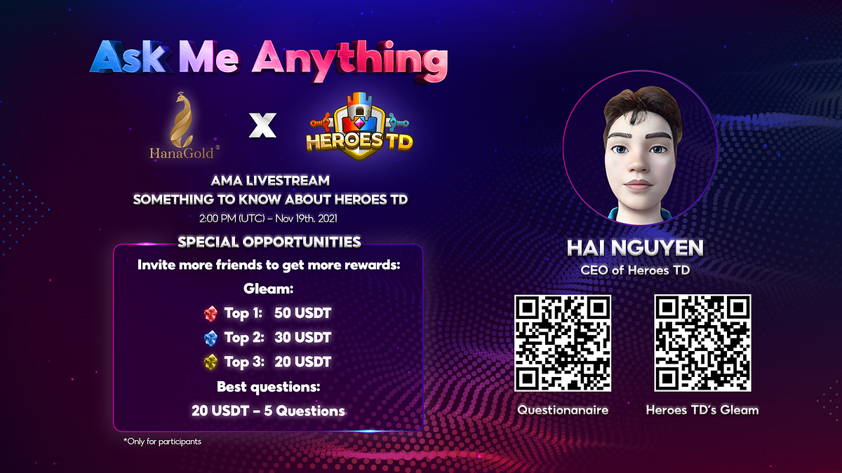 [AMA WITH HanaGold X HeroesTD]. 🔔🔔🔔 Join our AMA with HanaGold at ⏱ ...