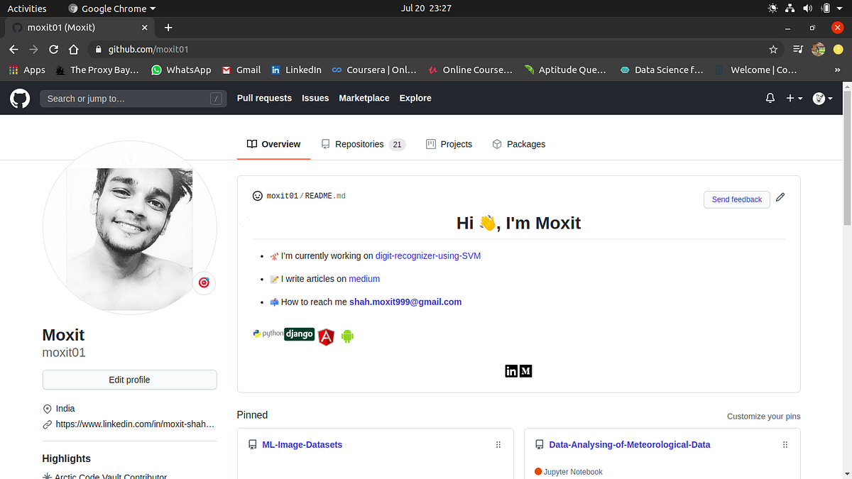 How To Create GitHub Public Profile Readme | by Moxit Shah | Medium