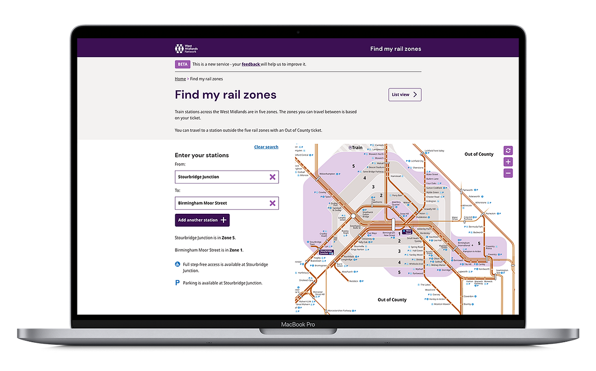 Designing an accessible find my rail zone service | WMCA Digital and Data