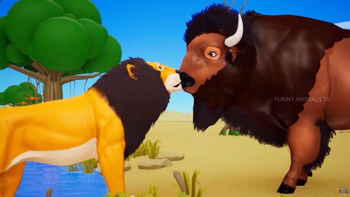 Animal Love! Crazy Bison vs Funny Lion | Wild Life | Funny Animals ...