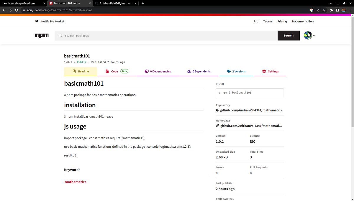 Create your first NPM package. In this article, we will see how to… | by Anirban Pal | Medium