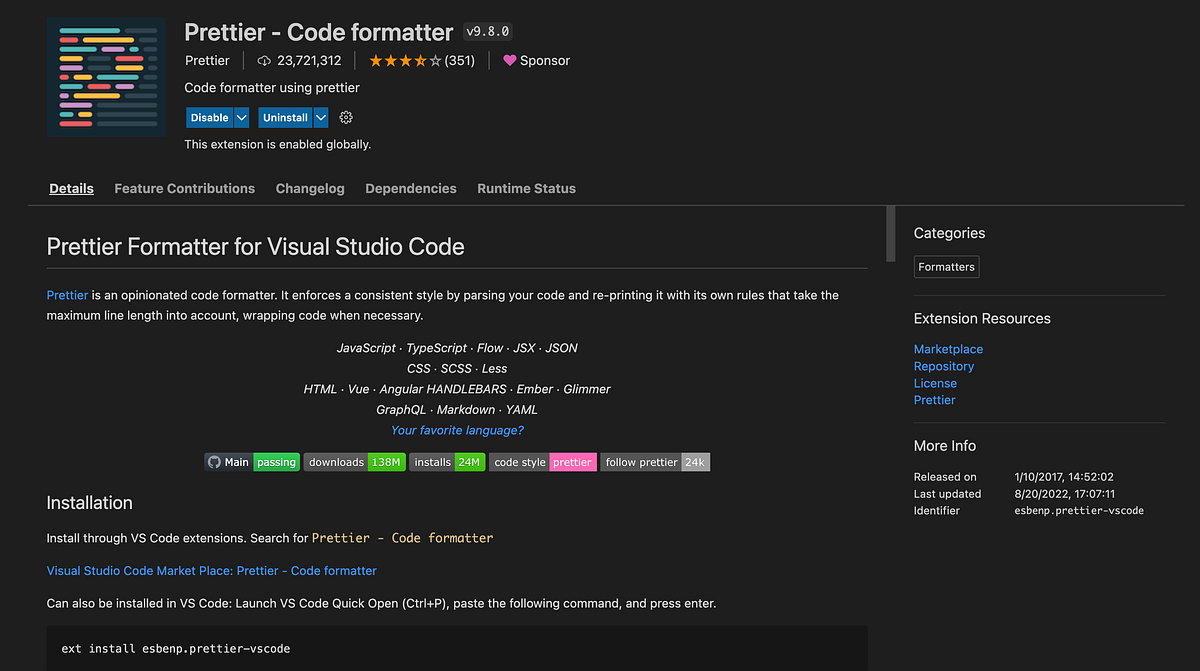 Format Angular project using Prettier | by Harsha Reddy | Medium