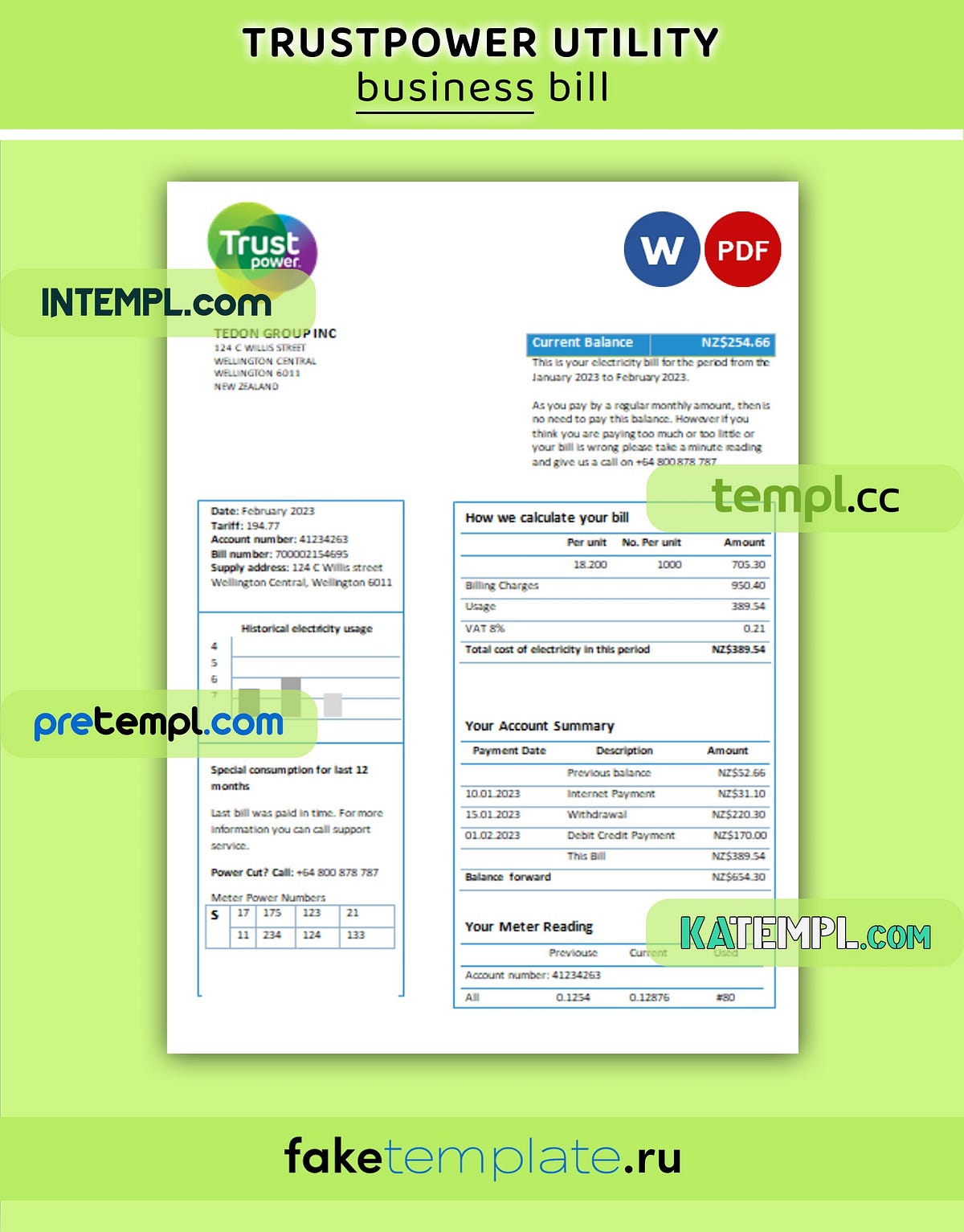 Trustpower business utility bill, Word and PDF template | by Storeintempl | Feb, 2024 | Medium
