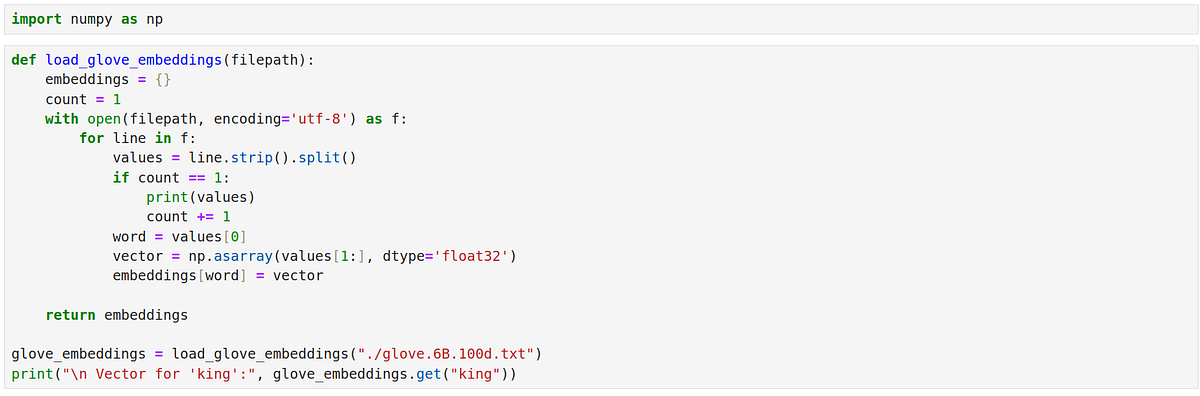 Load GloVe Embeddings in Python - Omkar Jadhav - Medium