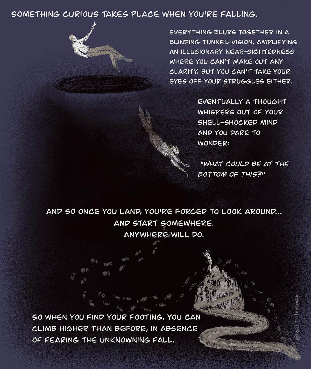 [Illustrated Comic] Fear of Falling Text: Something curious takes place ...