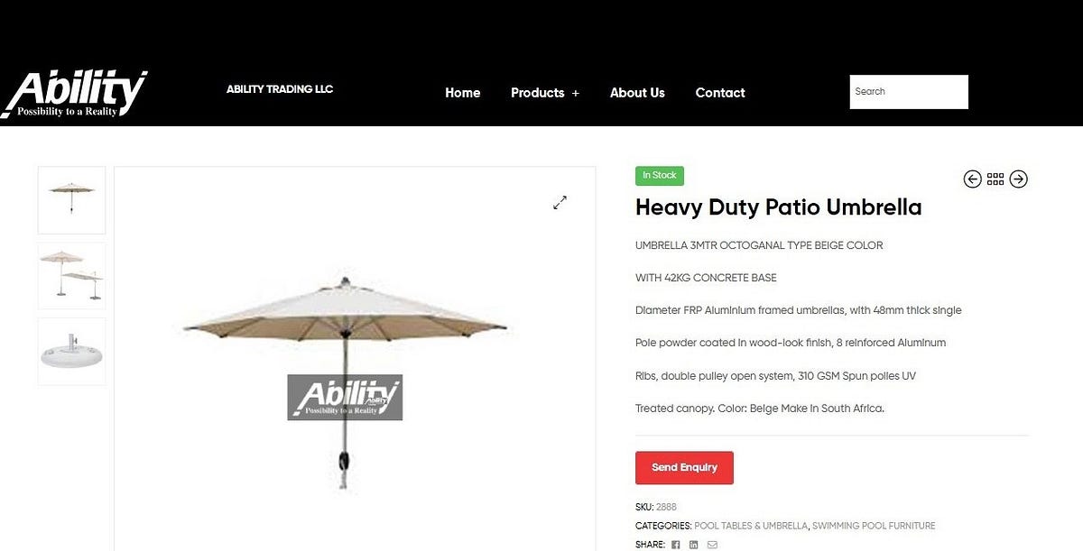 AbilityDubai: 3 MTR Heavy Duty Patio Umbrella | by Ability Trading LLC ...