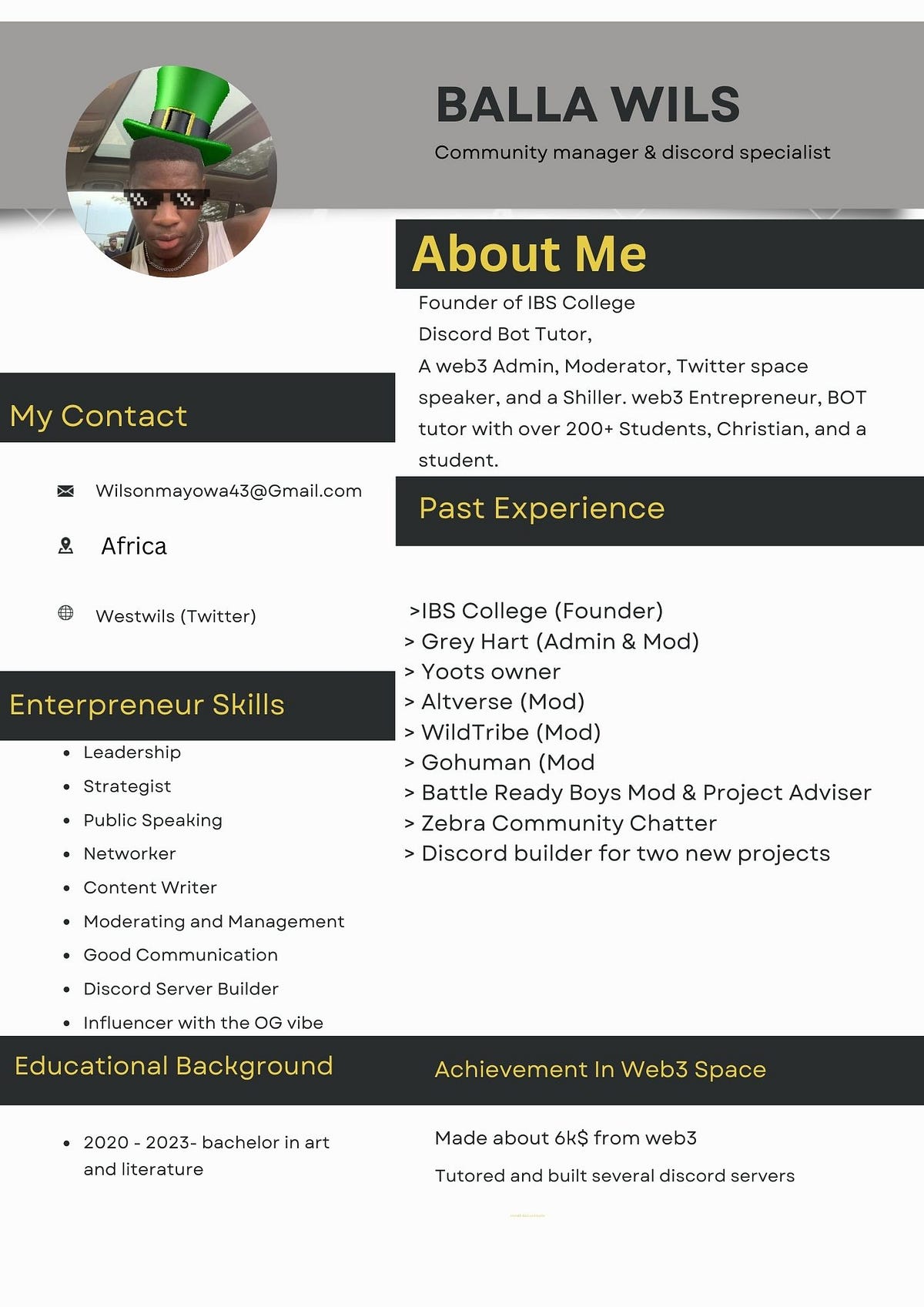 MY RESUME - Wilsonmayowa - Medium