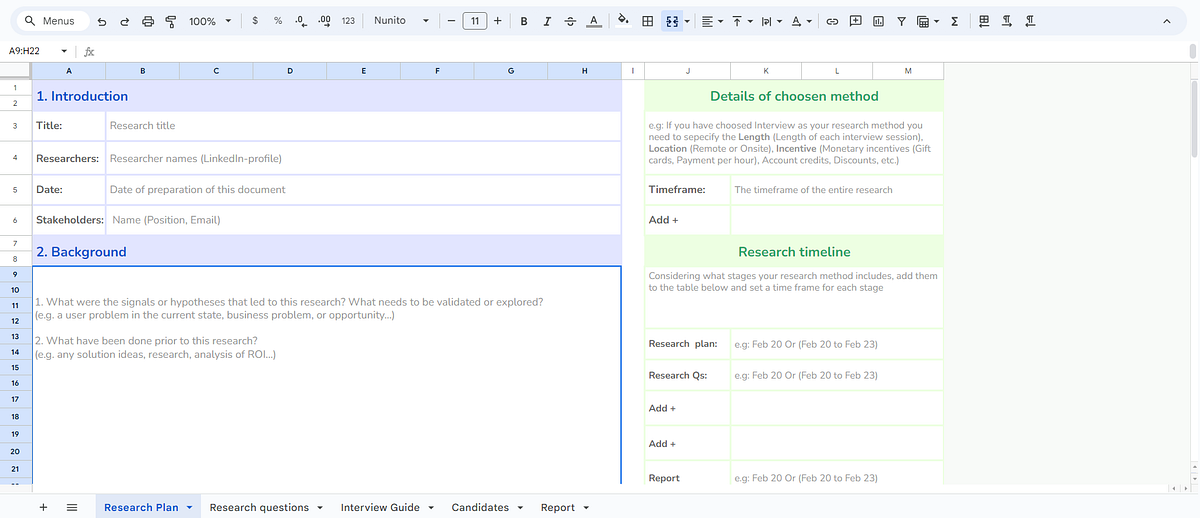 UX Pre-research — User interview template — Google sheets | by Baran ...