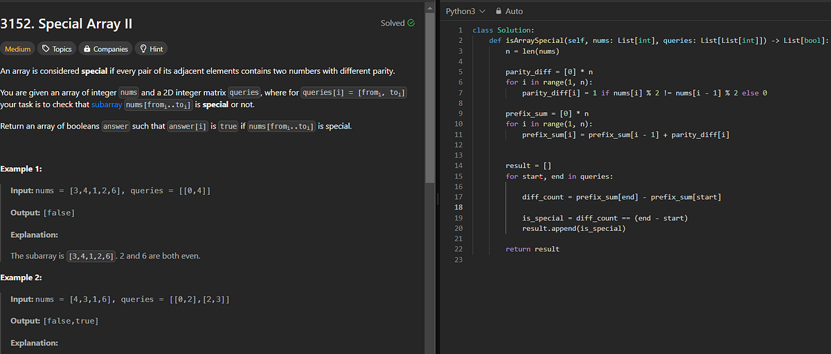 Day 5 of #100DaysOfCode: Solving LeetCode 3152 | by Jinx💀🤡 | Dec, 2024 | Medium