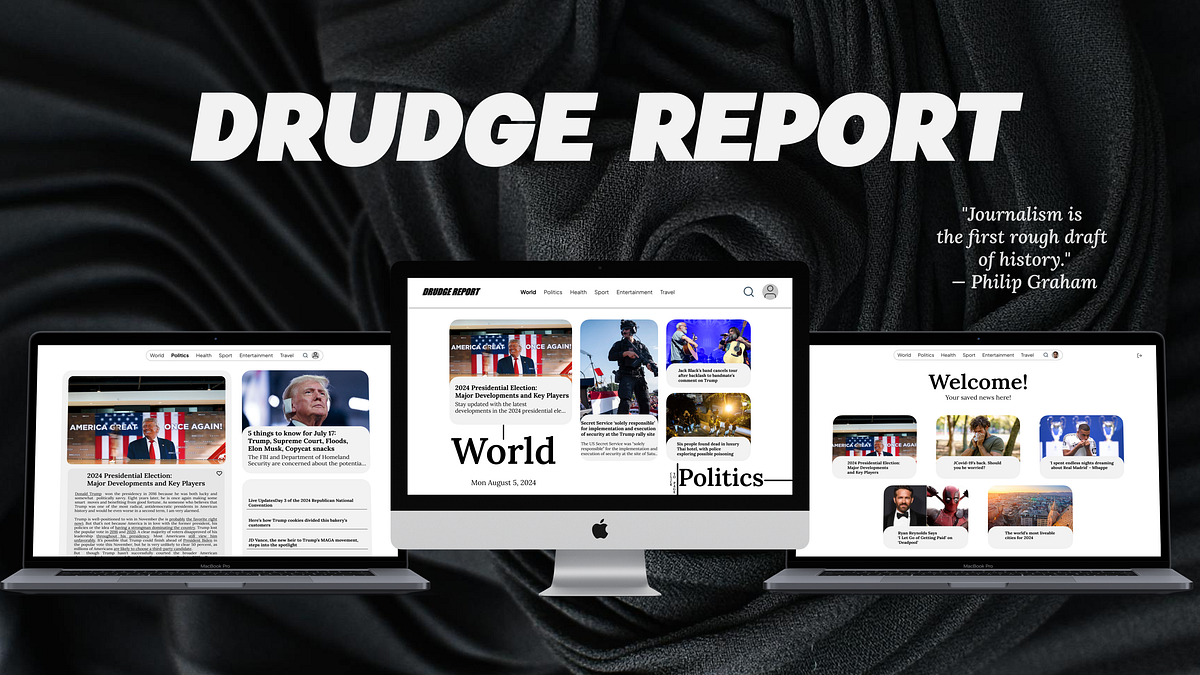 UI/UX Case Study — DRUDGE REPORT Redesign | by Senajumena | Medium