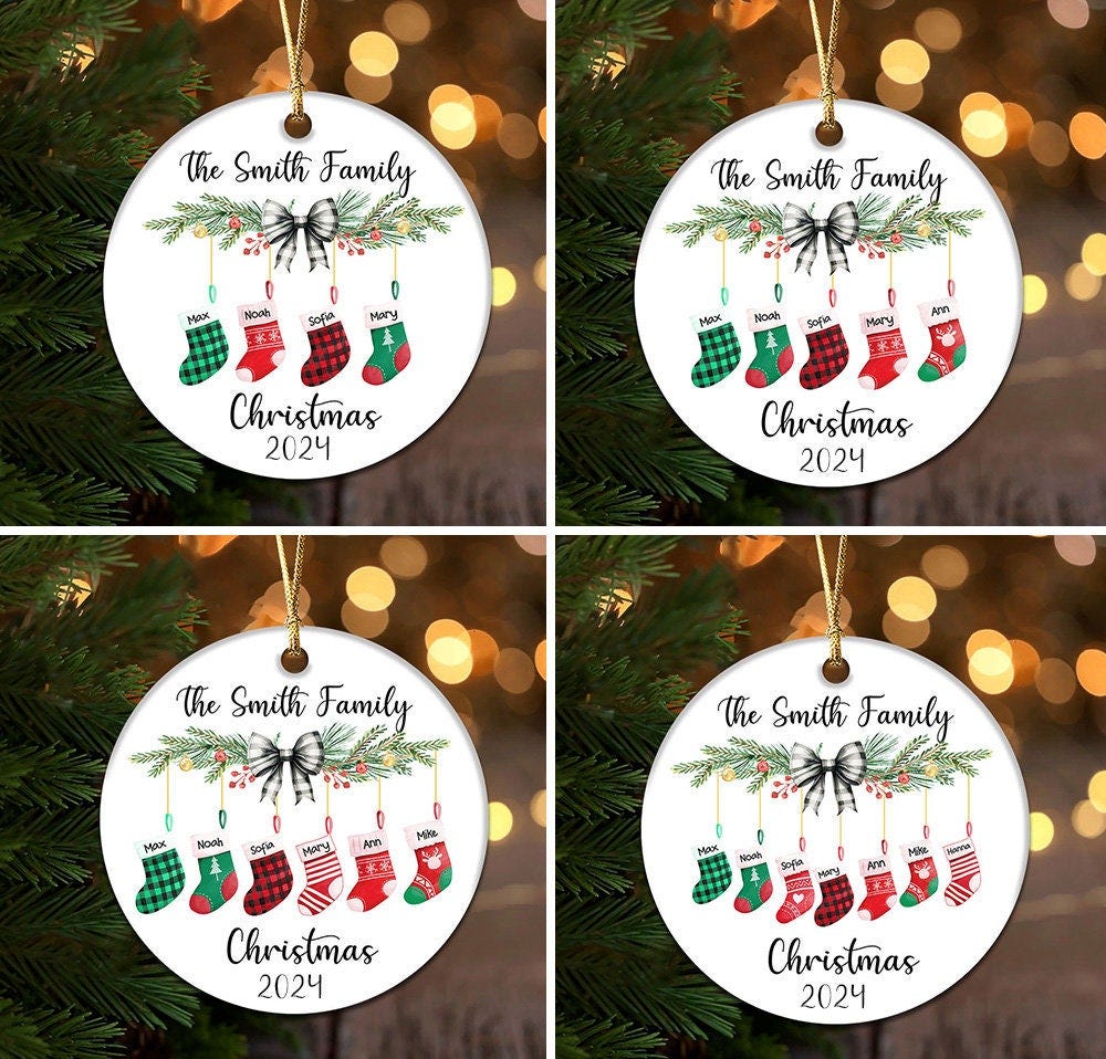 Family Christmas Ornament PNG, Personalized Family Stocking Ornament ...