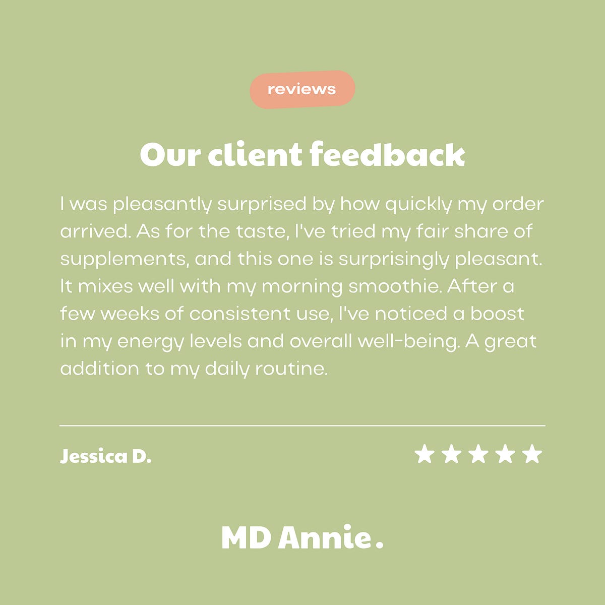 Delighted to present a customer review to you - MD Annie - Medium
