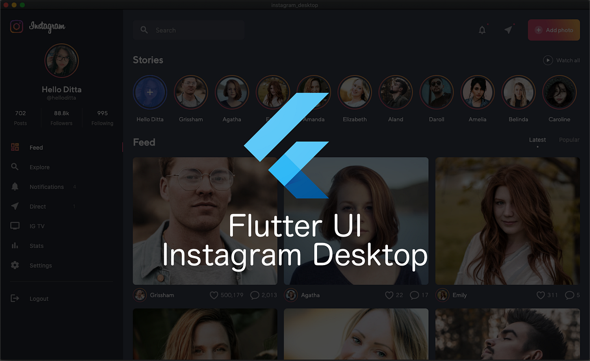 Flutter UI: Instagram Desktop. First impression of Flutter Desktop | by Yudi Setiawan | Nusanet ...