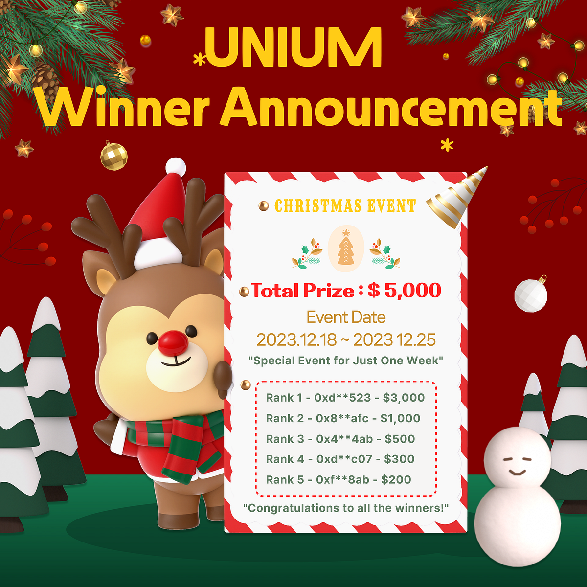UNIUM Metaverse [UNIVERSE] Christmas Event has Ended - UNIUM_official ...