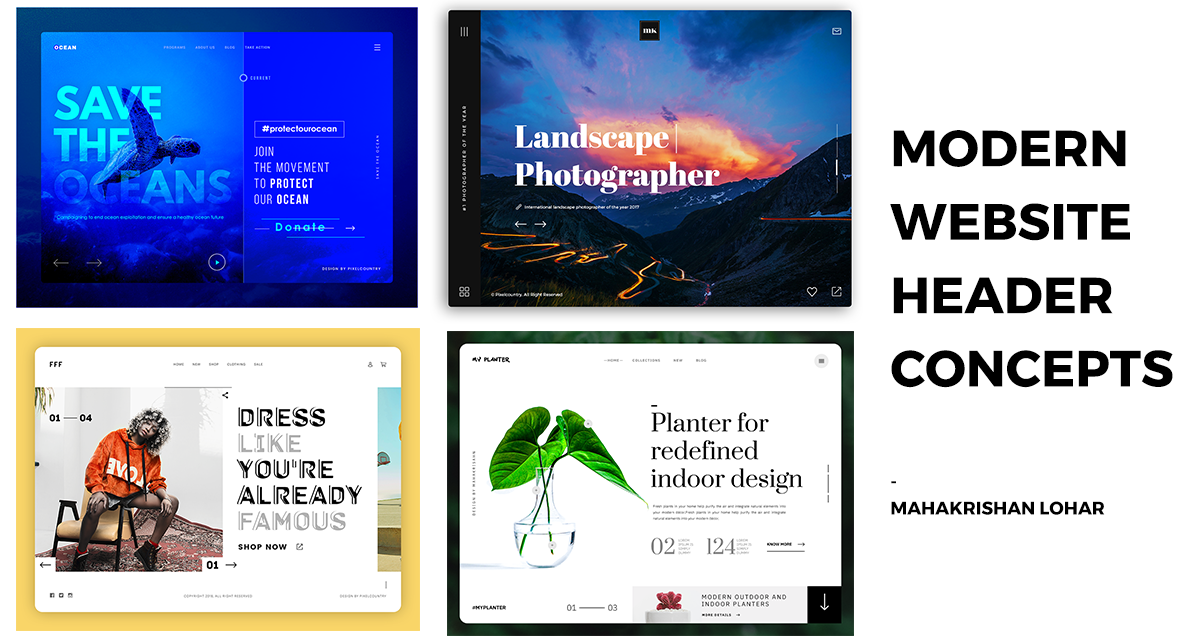 Modern Website Header Concepts. My Planter Website Header — UI… | by ...