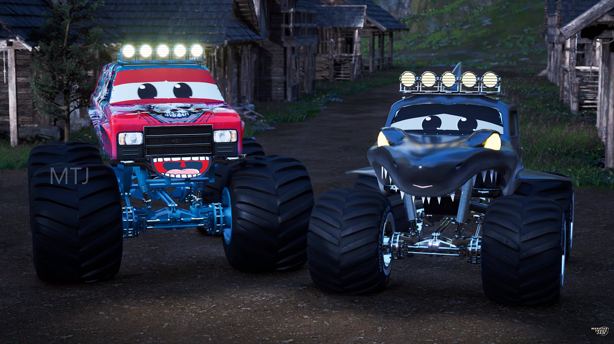 Epic Monster Trucks Chases: Zombie Trucks vs Megalodon & Grave Digger ...