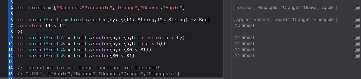 Decrease code length by shorten closures. | by Pawan Kumar | SwiftCommmunity | Medium