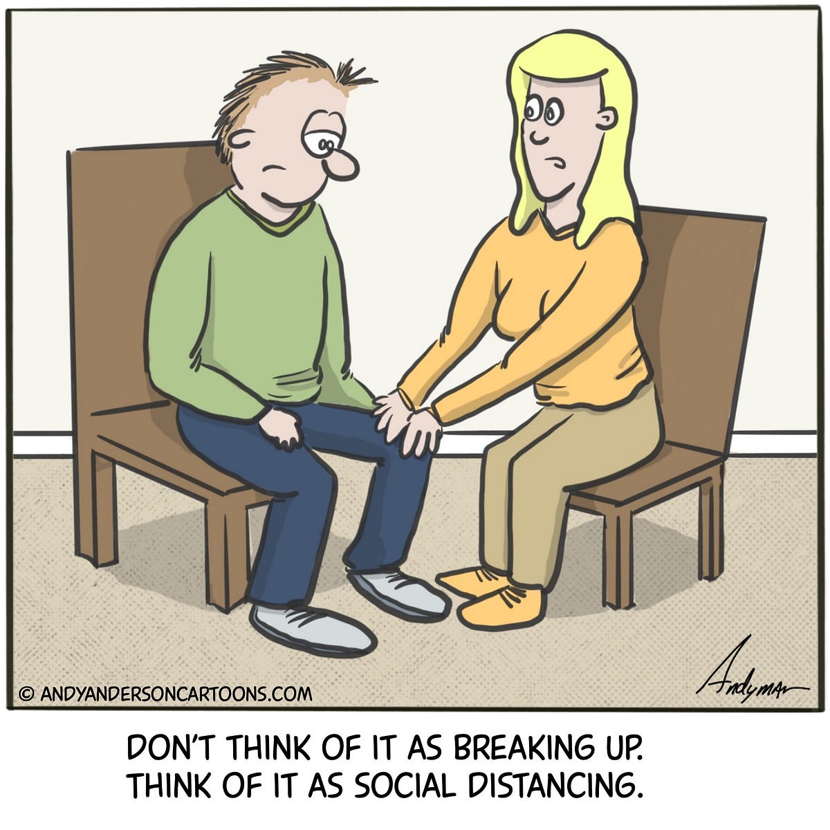 Cartoon about breaking up during COVID19 | Andy Anderson Cartoons