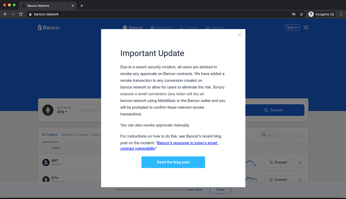 Bancor smart contracts vulnerability: It’s not over | by Oded Leiba ...