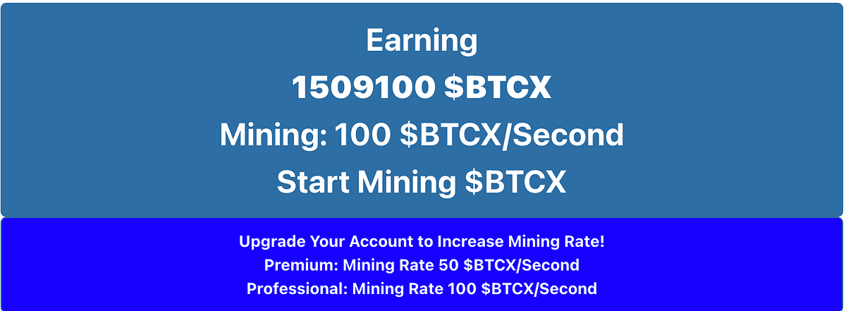 Bitcoinx.to Introduced new feature: Mine Free $BTCX Up to 100 BTCX ...