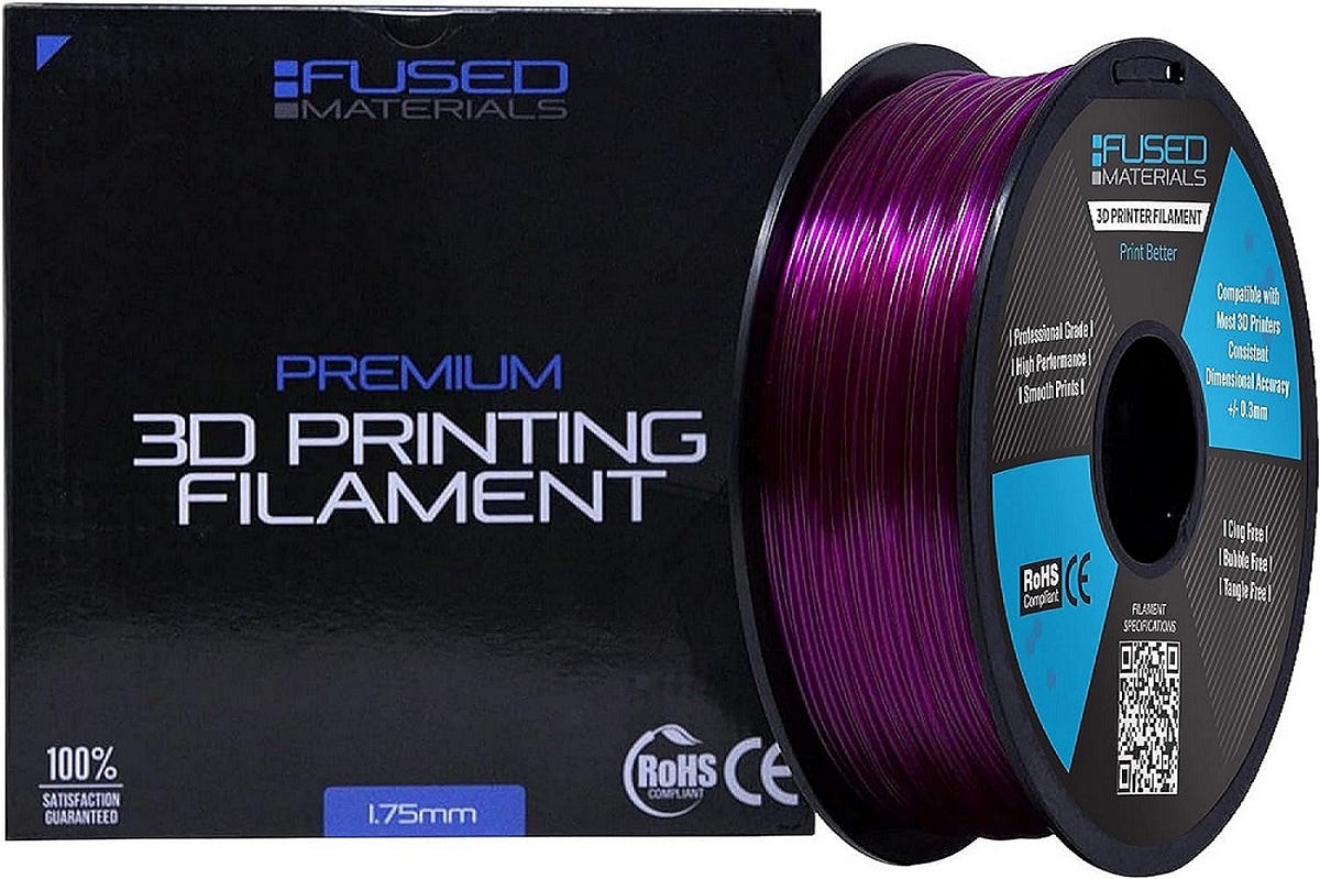 Fused Materials Transparent Purple PETG 3D Printer Filament - Fused ...