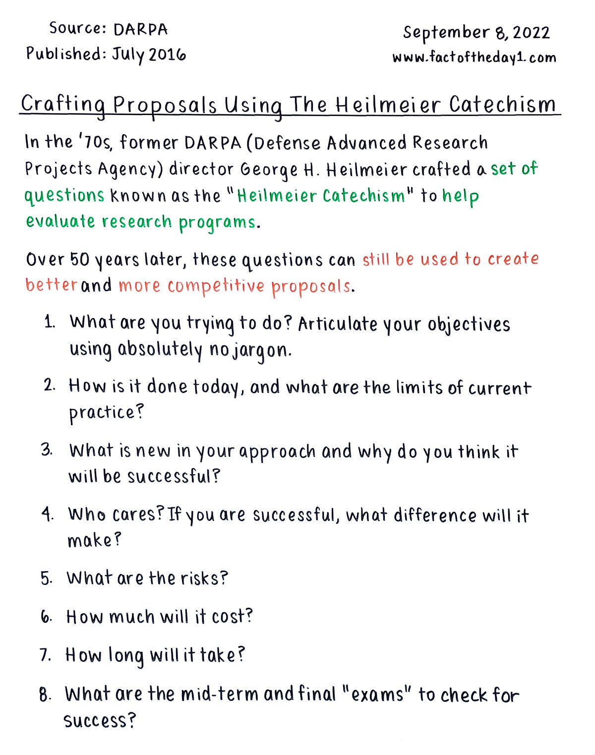 September 8: Crafting Proposals Using The Heilmeier Catechism | by ...