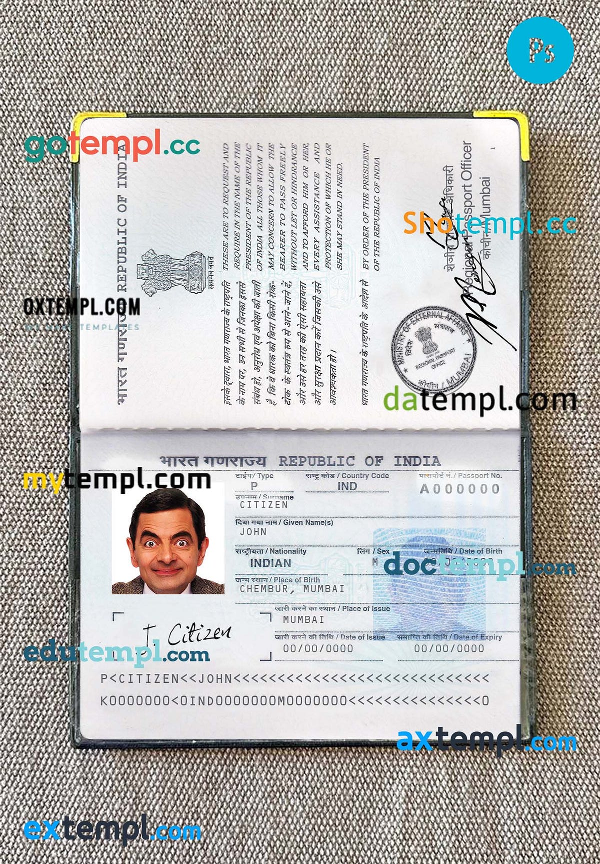 sample India passport editable PSDs, scan and photo-realistic snapshot ...