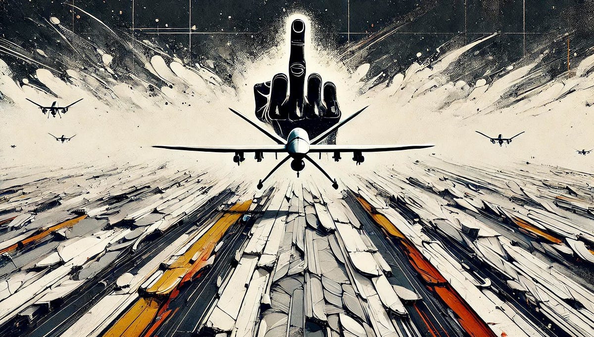 Put Large Middle Fingers on Top of the Drones (Satellite View) | by ...