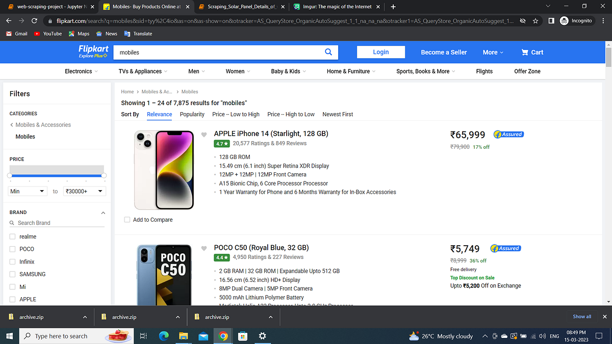 Web Scraping with Python — Scraping Flipkart Details Of Mobile Phones In India | by Prajwal ...
